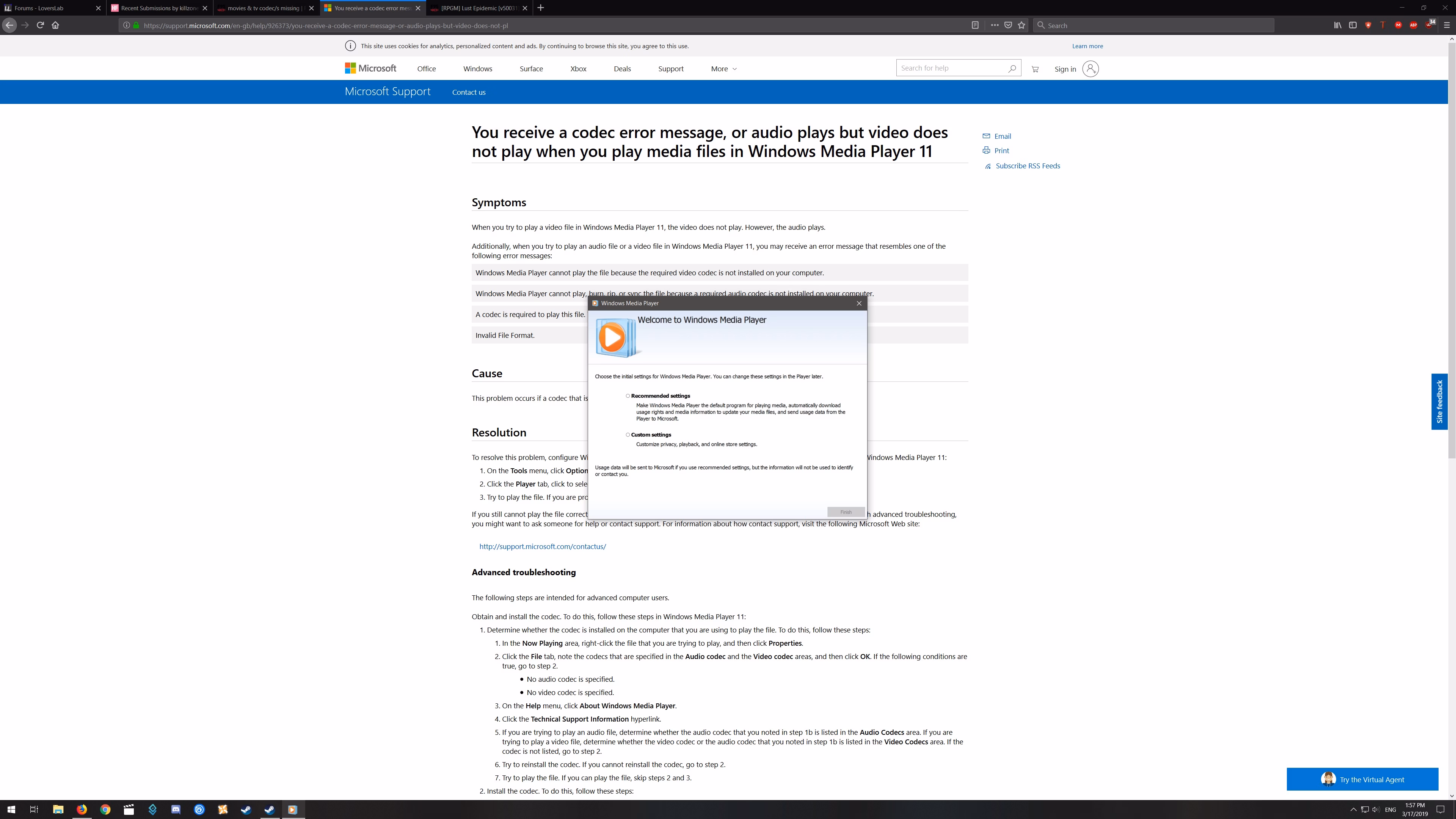 movies & tv codec/s missing | F95zone