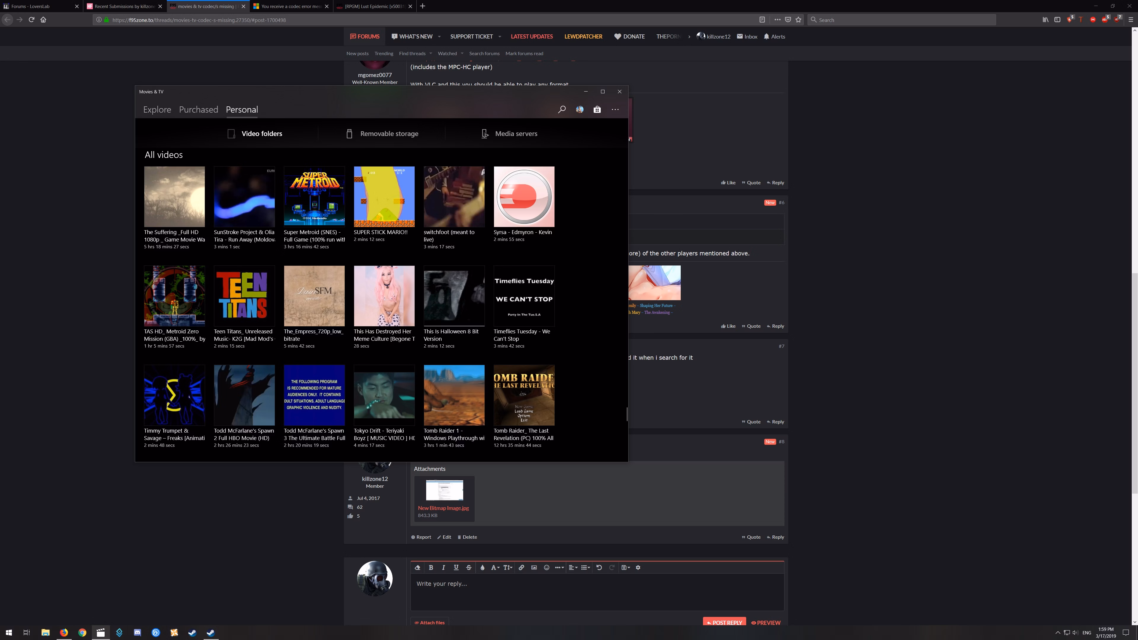 movies & tv codec/s missing | F95zone