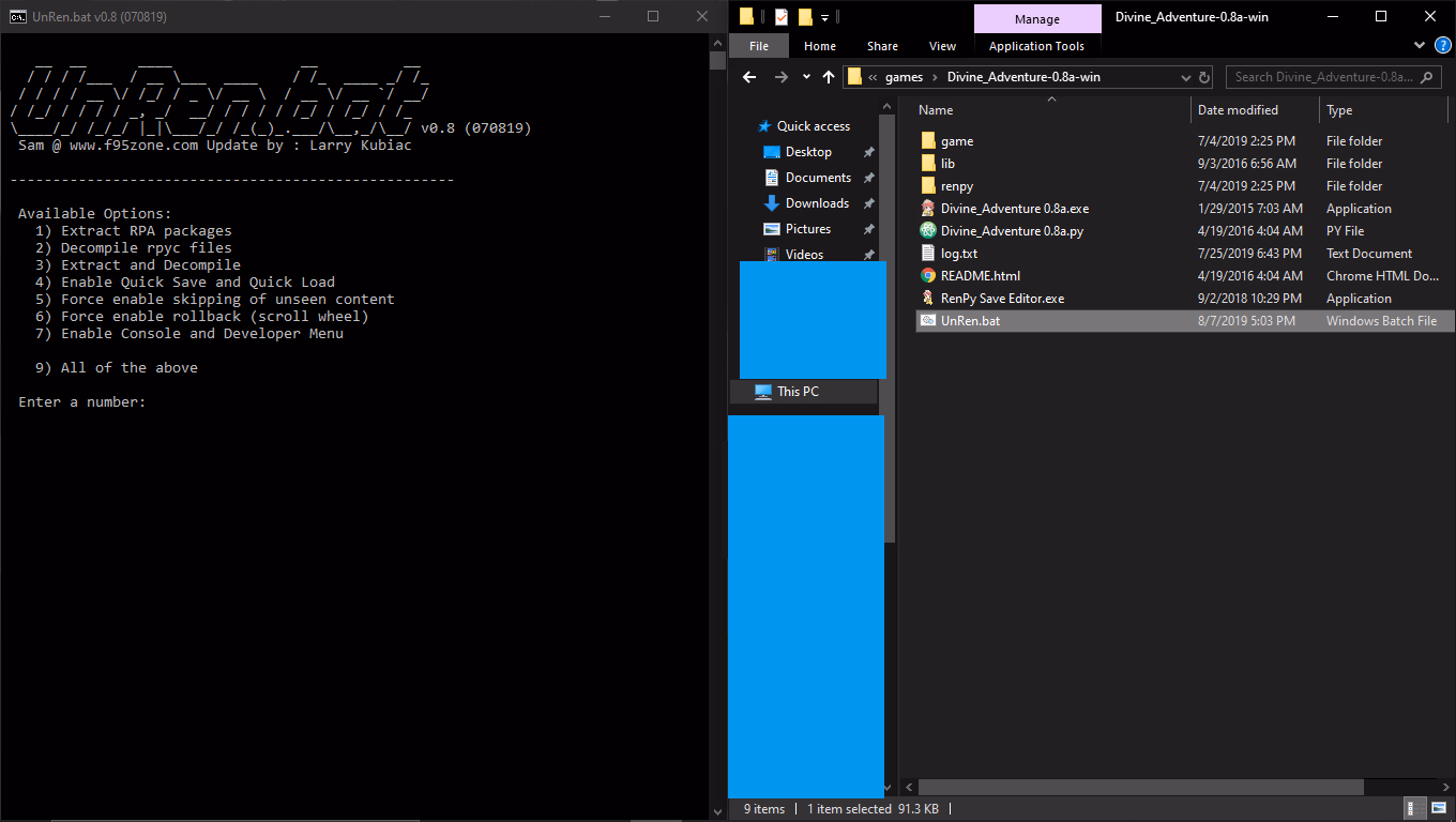 Tool - Ren'Py - UnRen.bat v1.0.11d - RPA Extractor, RPYC Decompiler, Console/Developer Menu ...