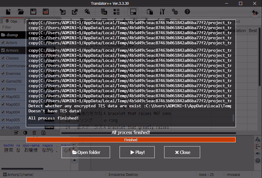 Translator++ Error related to RPG Maker VX Ace | F95zone
