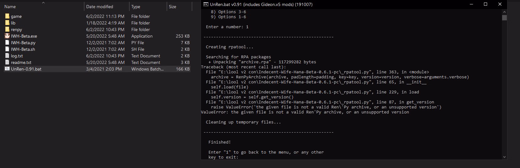 Tool - Ren'Py - UnRen.bat v1.0.11d - RPA Extractor, RPYC Decompiler, Console/Developer Menu ...