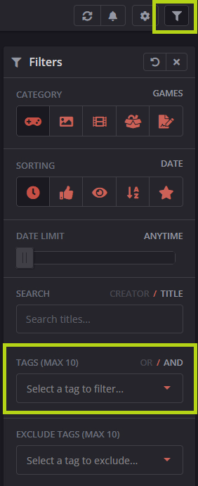 Can I somehow search for games with specific tags while specifying ...